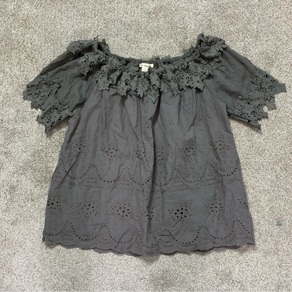 Indigo Thread Co | Tops | Indigo Thread Co Grey Gray Cotton Embroidered ...